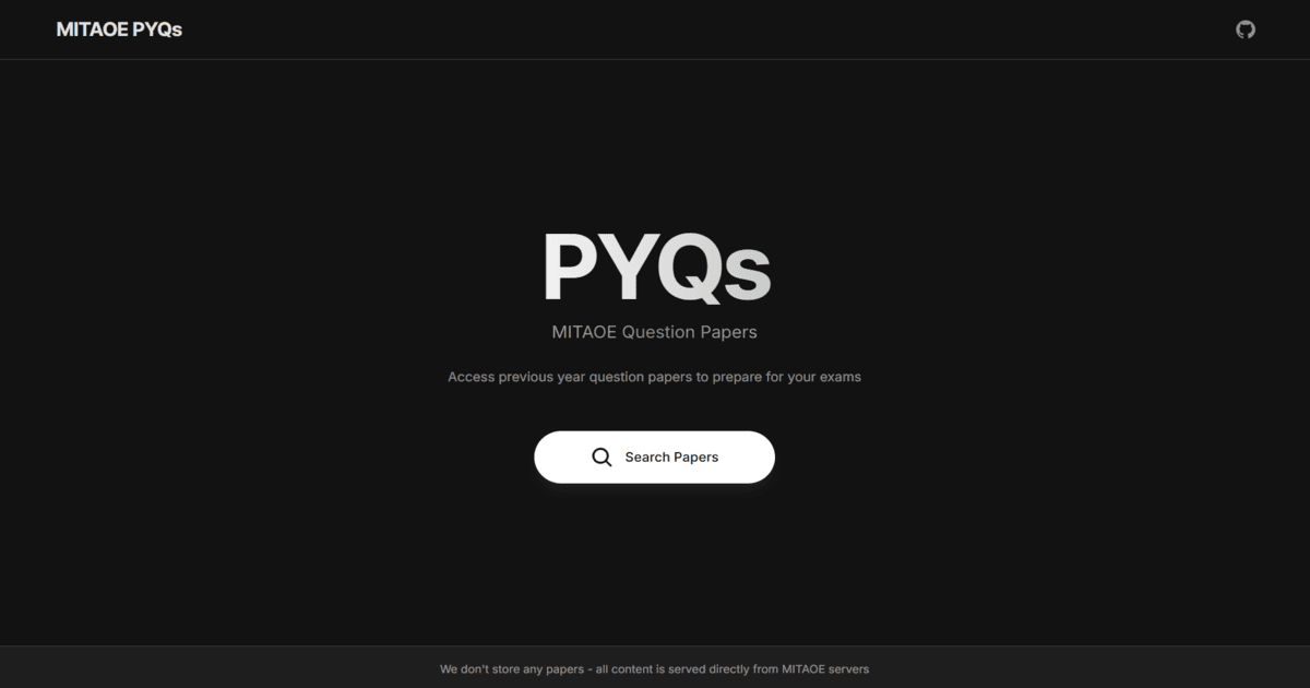 GitHub - ShubhamSPawade/mitaoe-pyqs: modern ui for mitaoe's question paper repository